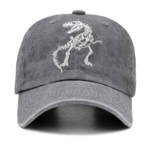 nvjui jufopl boys' skull dinosaur hat, washed vintage summer baseball cap for kids ages 2-9