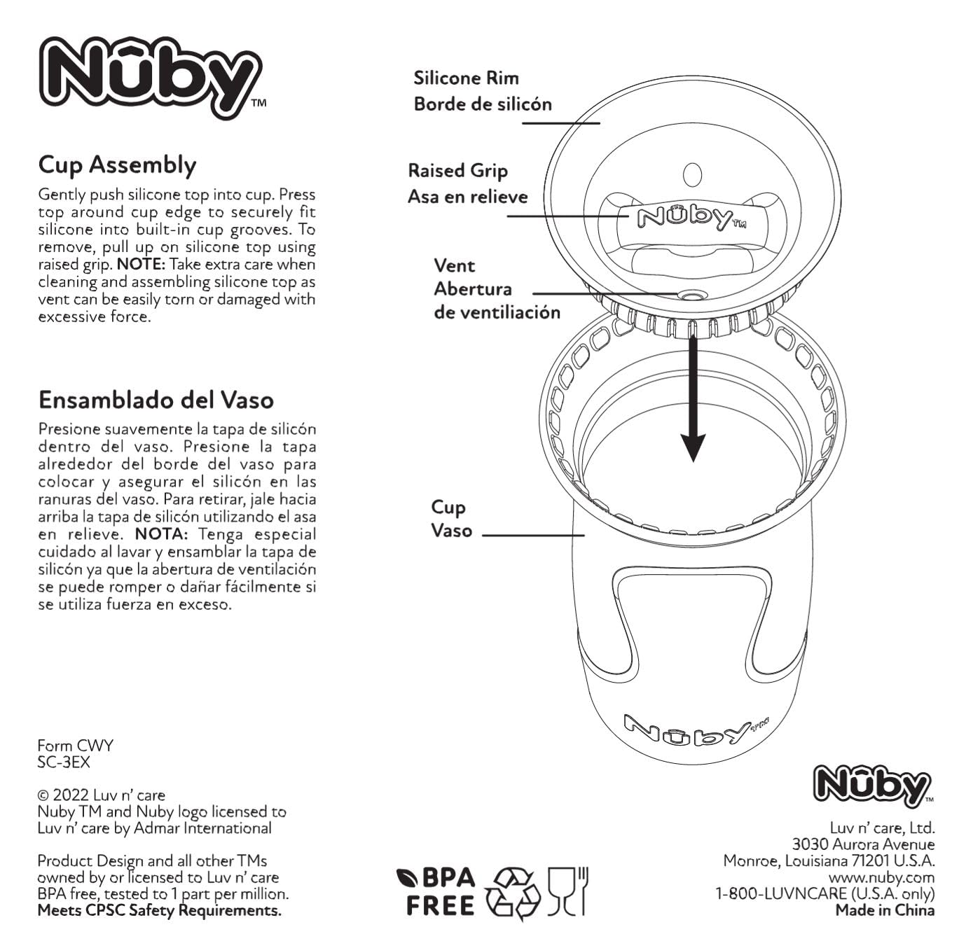 Nuby 360 Edge 2 Stage Drinking Rim Cup with Removable Handles & hygienic Cover: 8 Oz/ 240 Ml, 12M+, Dolphins, Aqua (80818)