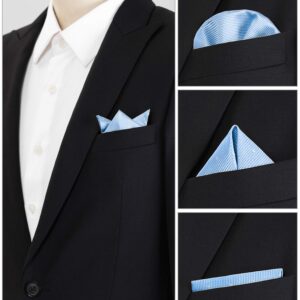 Allegra K Men's Pocket Squares Classic Satin Polka Dots Solid Color Handkerchiefs for Wedding Business One Size Sky Blue