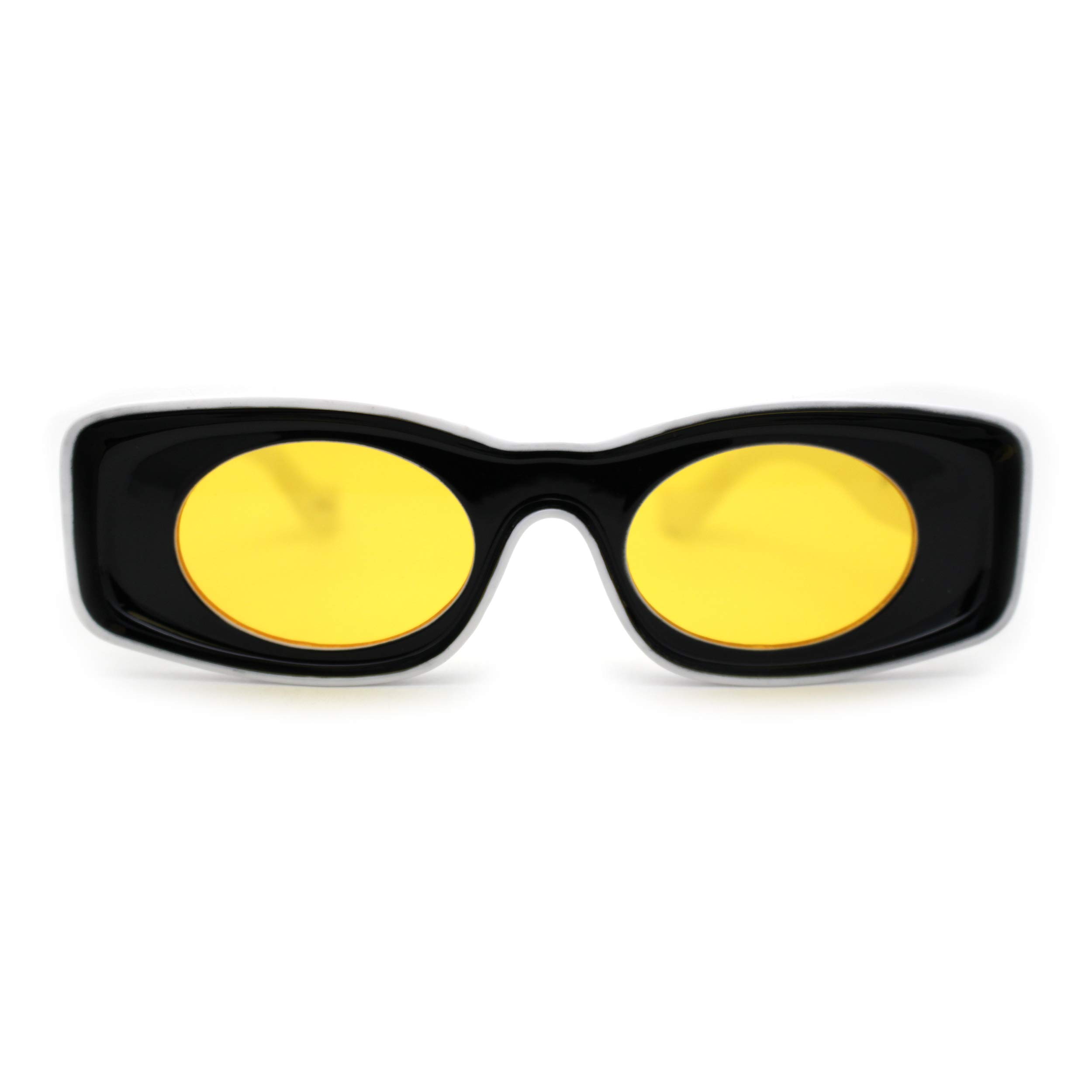 Womens Unique Concave Thick Mod Plastic Sunglasses Black Yellow