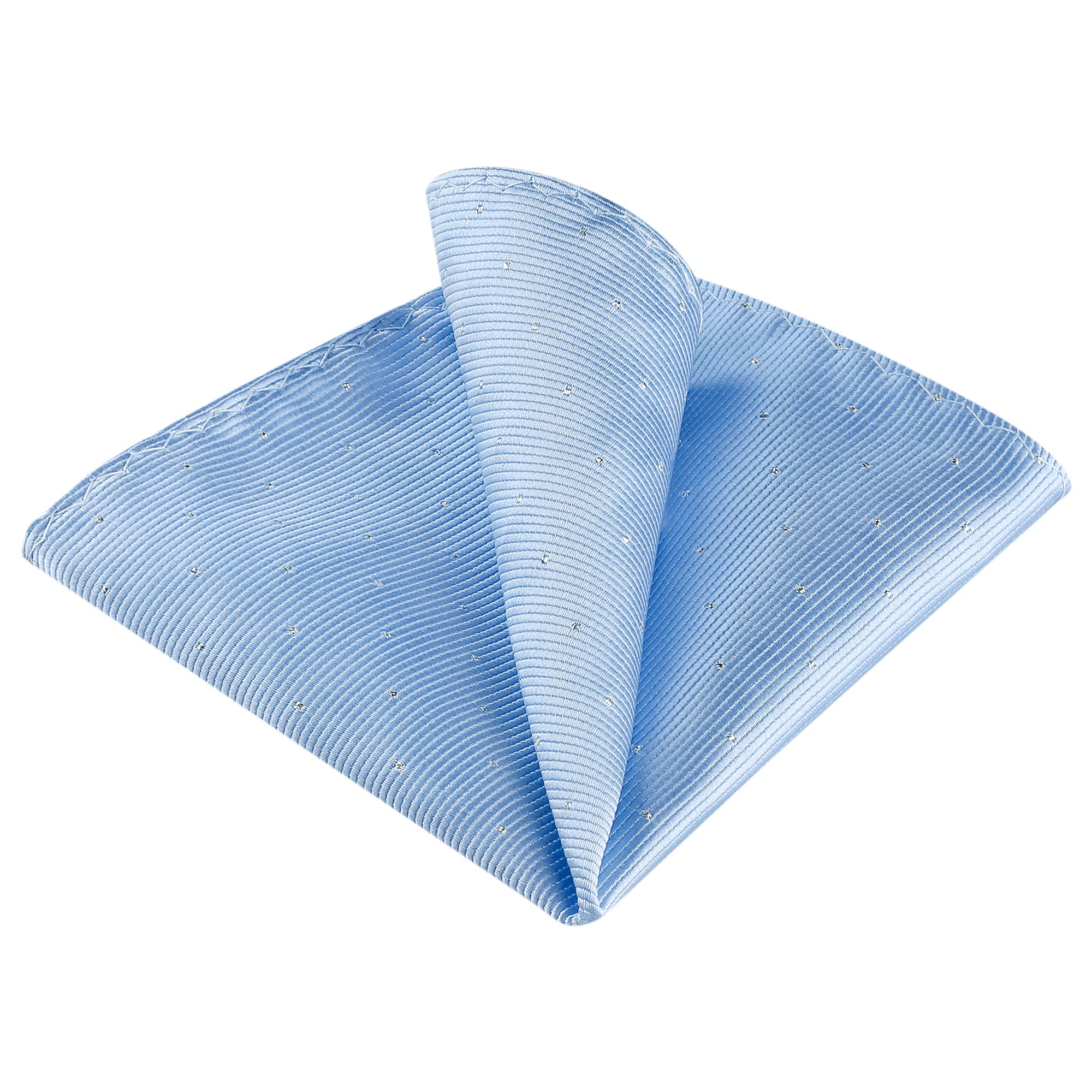 Allegra K Men's Pocket Squares Classic Satin Polka Dots Solid Color Handkerchiefs for Wedding Business One Size Sky Blue