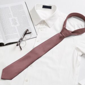 Allegra K Men's Solid Color Self-tied Stripes Textured Wide Tie Neck Wedding Formal Ties One Size Dusty Pink