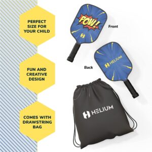 Helium Pickleball Paddle for Kids – Child Size Paddle for Children Under 12, Lightweight Honeycomb Core, Graphite Strike Face, Pickleball Paddle & Drawstring Bag - POW!