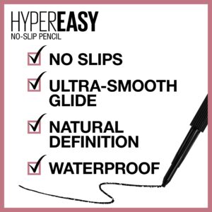 MAYBELLINE New York Eyestudio Hyper Easy No Slip Pencil, Black, 0.04 Oz, Pack of 2