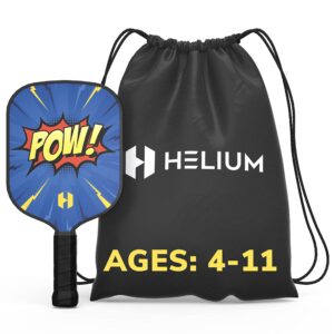 Helium Pickleball Paddle for Kids – Child Size Paddle for Children Under 12, Lightweight Honeycomb Core, Graphite Strike Face, Pickleball Paddle & Drawstring Bag - POW!