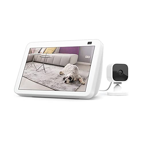 Echo Show 8 (2nd Gen, 2021 release) - Glacier White bundle with Blink Mini