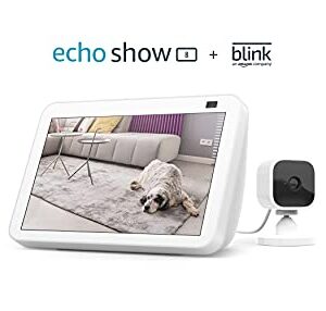 Echo Show 8 (2nd Gen, 2021 release) - Glacier White bundle with Blink Mini