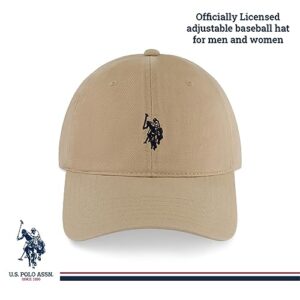 U.S. Polo Assn. mens U.s. Polo Assn. Washed Twill Cotton Adjustable Hat With Pony Logo and Curved Brim Baseball Cap, Khaki, One Size US