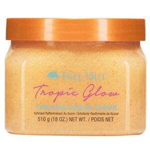 tree hut tropic glow firming sugar scrub 18 oz! formulated with real sugar, certified shea butter and guarana extract! exfoliating body scrub that leaves skin feeling soft & smooth! (tropic glow scrub)