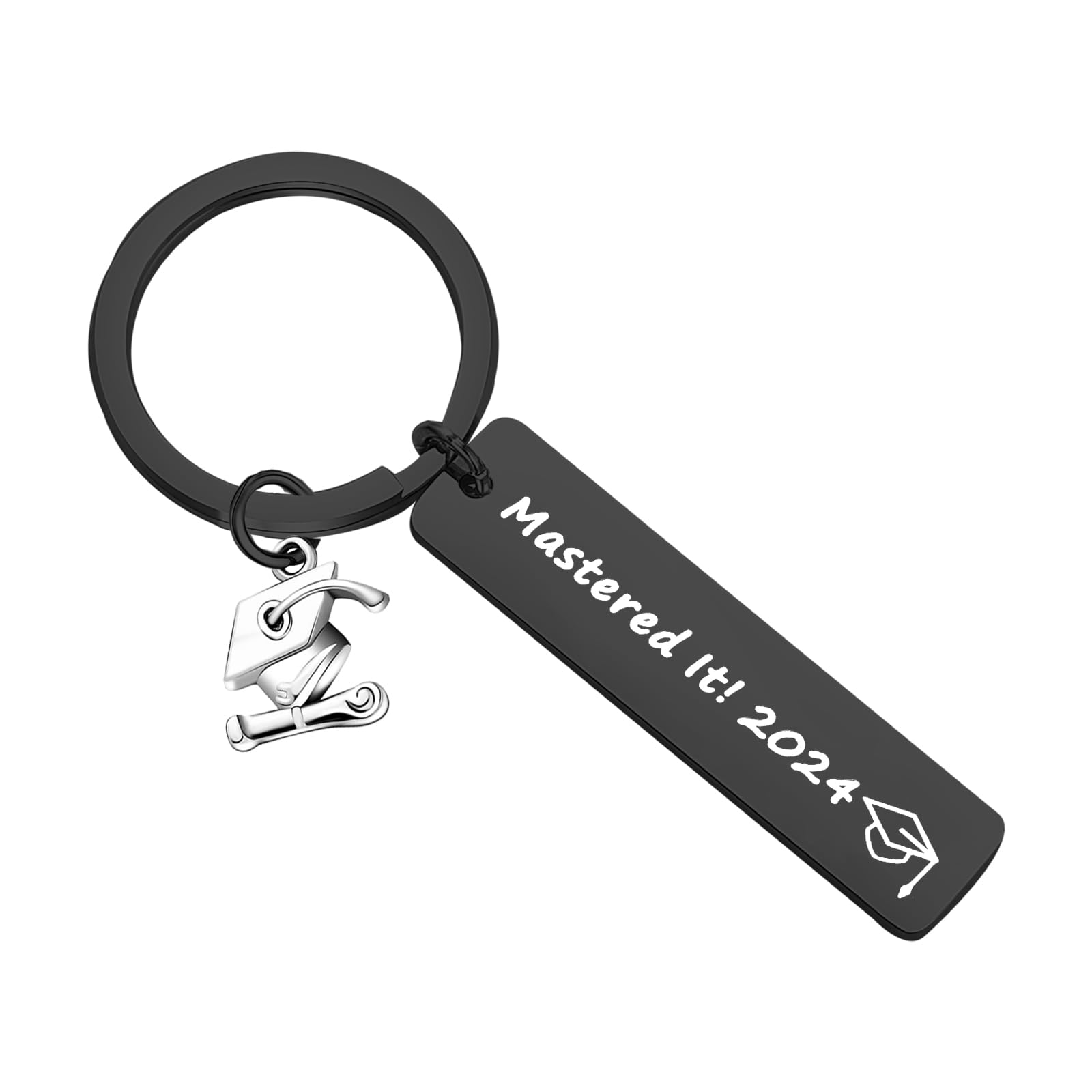 LQRI 2024 Graduation Gift Mastered It 2024 Keychain Class of 2024 Graduation Masters Graduation Party Gift (black)