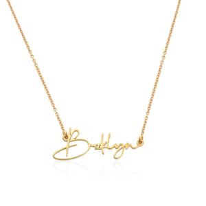 oak&luna - belle personalized name necklace - signature style custom necklace - in sterling silver or gold plating - jewelry gift for women wife her - mother's day, birthday (18k gold plating)