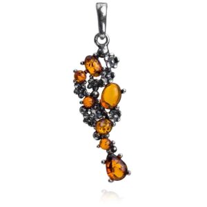 ian and valeri co. amber sterling silver branch berries pendant