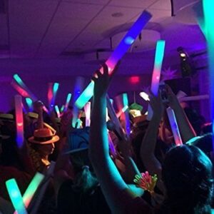 100 LED Foam Sticks Multi Color Flashing Glow Wands, Batons, Strobes, 3 Flashing Modes - Party, DJ, Concerts, Festivals, Birthdays, Weddings, Events, Promotions