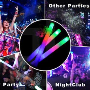 100 LED Foam Sticks Multi Color Flashing Glow Wands, Batons, Strobes, 3 Flashing Modes - Party, DJ, Concerts, Festivals, Birthdays, Weddings, Events, Promotions