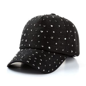 gudessly adjustable breathable rhinestone baseball cap for women bling sequins