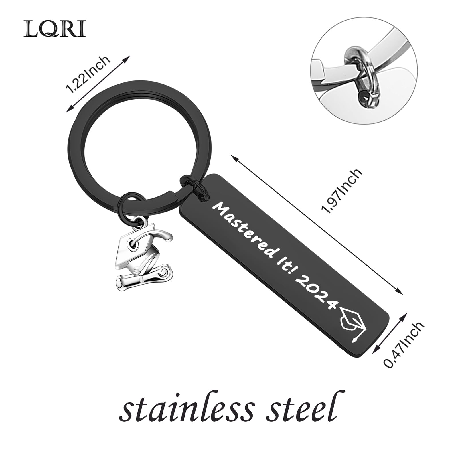 LQRI 2024 Graduation Gift Mastered It 2024 Keychain Class of 2024 Graduation Masters Graduation Party Gift (black)