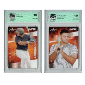 2) jasson dominguez 2019 leaf hype! #26, 2020#44 rookie card pgi 10 lot yankees