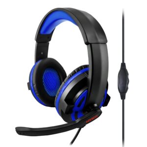 nyko np-2600 wired headset for playstation 4 - lightweight headphones w/adjustable microphone - compatible w/ ps5, xbox 1, xbox x/s & nintendo switch - ps4 gaming accessories (black and blue)