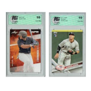 2) jasson dominguez 2020 leaf hype #44 aaron judge 2017 topps #nyy-16 pgi 10 lot