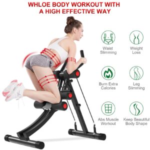 KESHWELL Ab Machine,Abs Workout Equipment for Home Gym,Whole Body Workout Waist Trainer for Women,Adjustable Abdominal Cruncher,Foldable Core Abs Exercise Machine with Resistance Bands&LCD Display