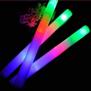 100 LED Foam Sticks Multi Color Flashing Glow Wands, Batons, Strobes, 3 Flashing Modes - Party, DJ, Concerts, Festivals, Birthdays, Weddings, Events, Promotions