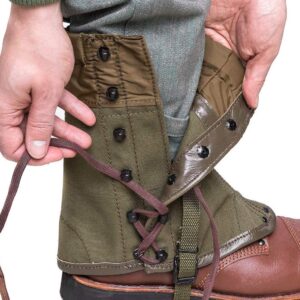 Italian Military Gaiters, Boot Guard, Canvas, Nylon Upper, Leather Trim, Hiking Gear, Protects Against Water Mud and Thorns, Made in Italy (2)