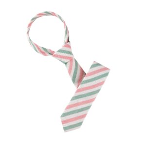 allegra k men's stripe necktie self-tied linen slim ties for business casual one size green pink