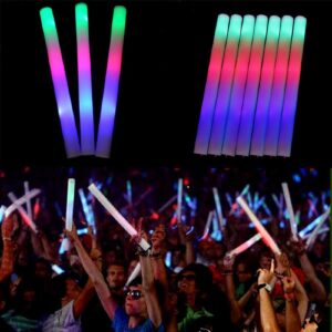 100 LED Foam Sticks Multi Color Flashing Glow Wands, Batons, Strobes, 3 Flashing Modes - Party, DJ, Concerts, Festivals, Birthdays, Weddings, Events, Promotions