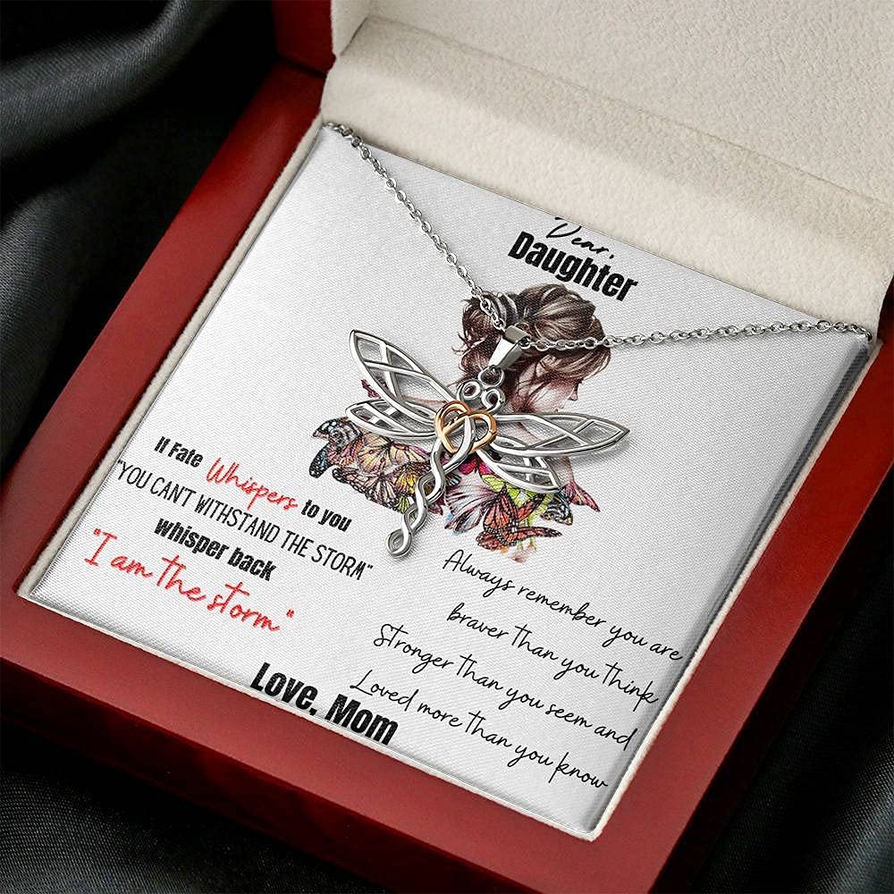 WISHICIOUS - Mother Daughter gift from mom - Gifts for Daughters from Mothers - To My Daughter Necklace - Mom and Daughter necklace Birthday Gift for Daughter (Standard Box, Whisper Dragonfly)