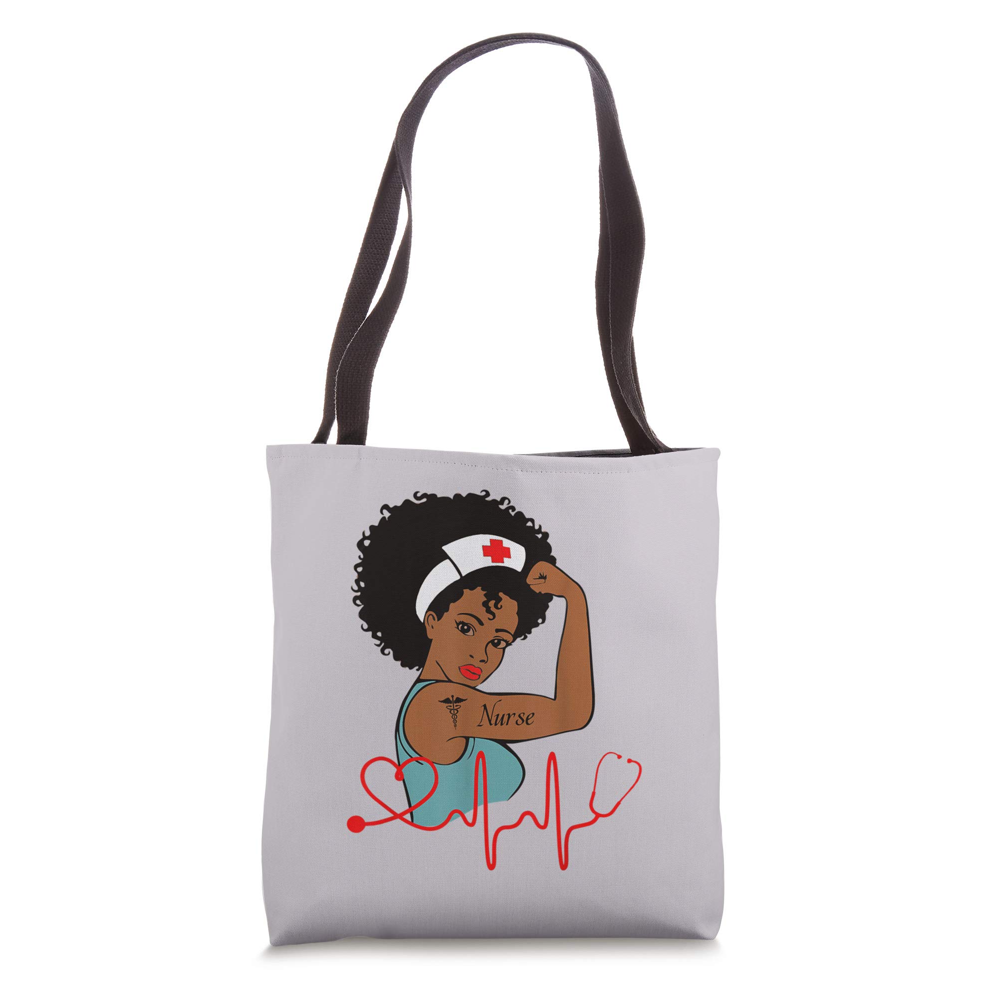 Womens Black Strong Nurse Afro Love Melanin African American Tote Bag