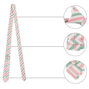 Allegra K Men's Stripe Necktie Self-Tied Linen Slim Ties for Business Casual One Size Green Pink