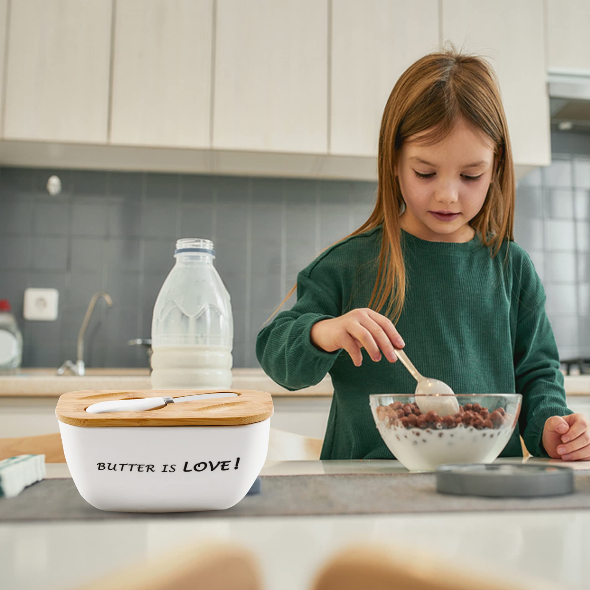 Butter Dish with Lid for Countertop – Butter Keeper – Butter Holder – Butter Container – Butter Dish with Lid and Knife – Butter Tray – Butter Saver – Ceramic Butter Dish with Kinfe Holder by UNI-THGT