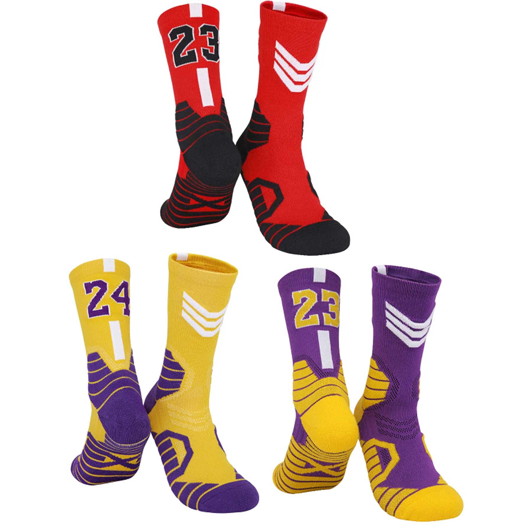 Bingfone 3 Pairs Basketball Socks,Compression Socks,Athletic Socks,Sport Socks for Men & Women,Running,Climbing (SET)