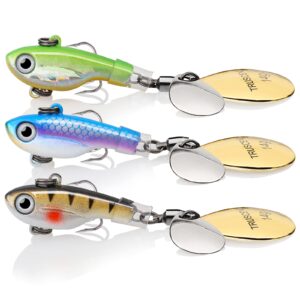 truscend tail spinner fishing lures, 2.6" 0.5oz fishing spoons with rotating swimbaits for bass pike walleye, freshwater saltwater fishing baits, fishing gifts for men dad