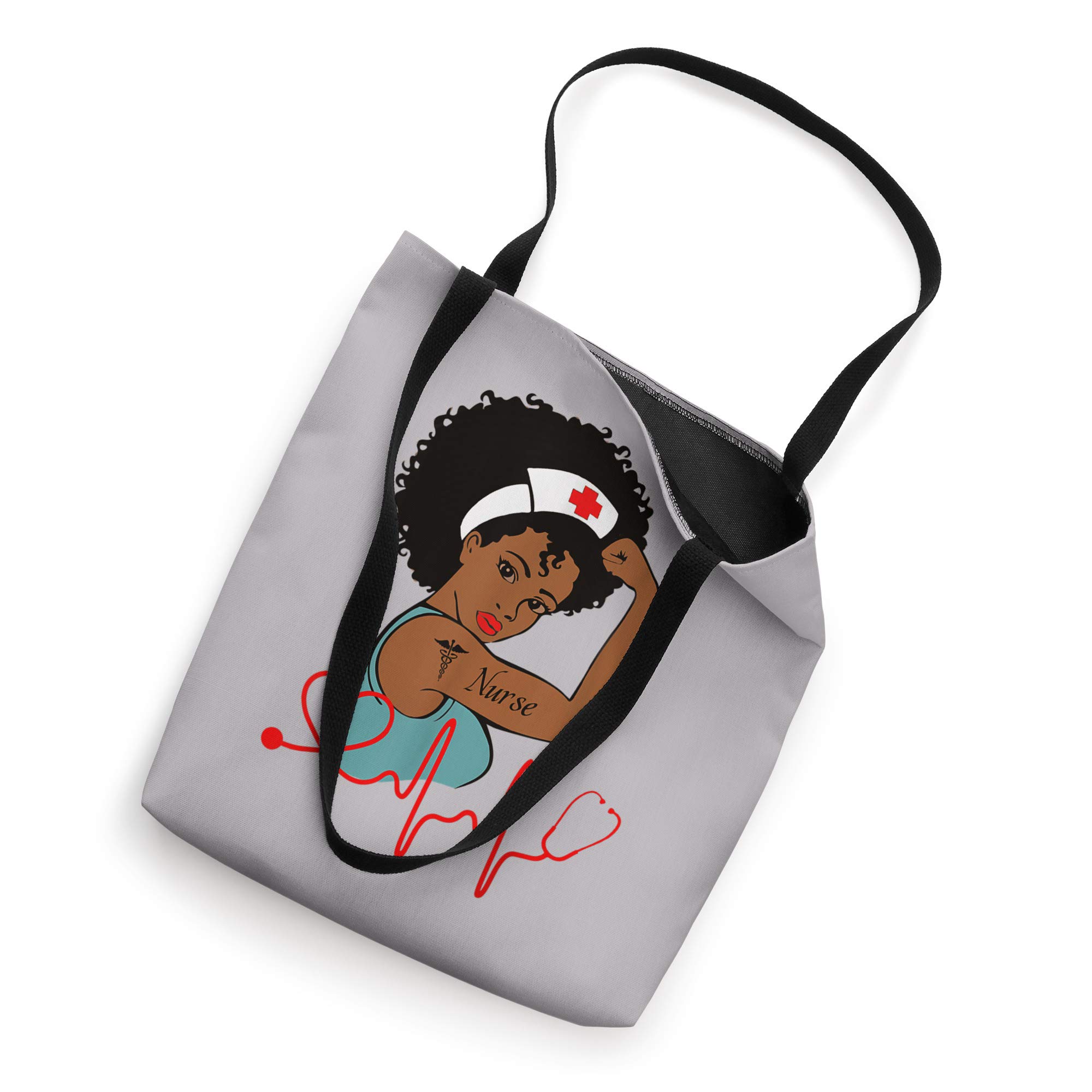 Womens Black Strong Nurse Afro Love Melanin African American Tote Bag