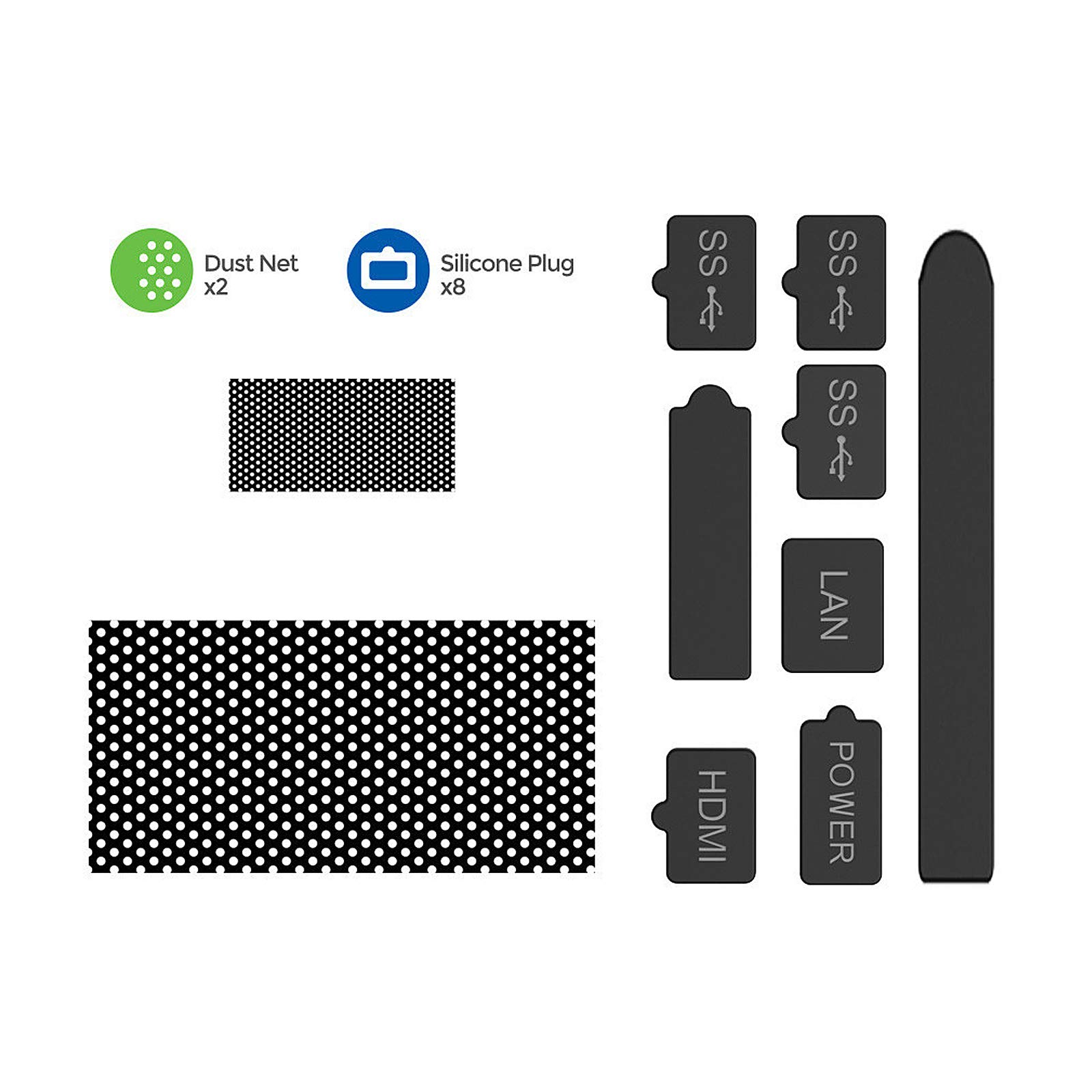 ECHZOVE Dust Cover Xbox Series X, Dust Filter Kit Xbox Series X, Include 8 Silicone Series X Dust Plugs and 2 PVC Series X Mesh Filter Covers