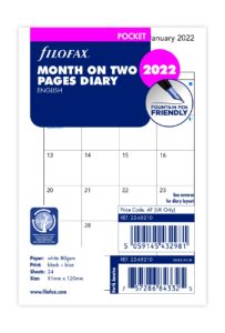 filofax pocket month on two pages english 2022 diary