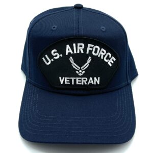 Infinite Hats US Air Force Veteran Silver Patch Adjustable Baseball Cap (Navy)