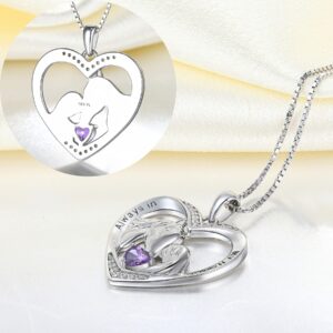 YL Horse Necklace 925 Sterling Silver Heart Pendant Created Amethyst Animals Jewelry for Women