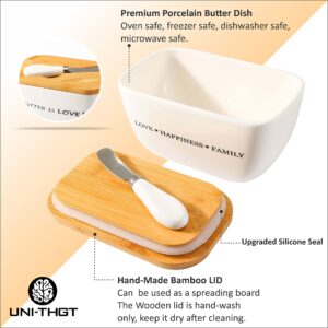 Butter Dish with Lid for Countertop – Butter Keeper – Butter Holder – Butter Container – Butter Dish with Lid and Knife – Butter Tray – Butter Saver – Ceramic Butter Dish with Kinfe Holder by UNI-THGT