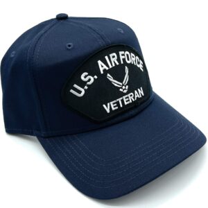 Infinite Hats US Air Force Veteran Silver Patch Adjustable Baseball Cap (Navy)