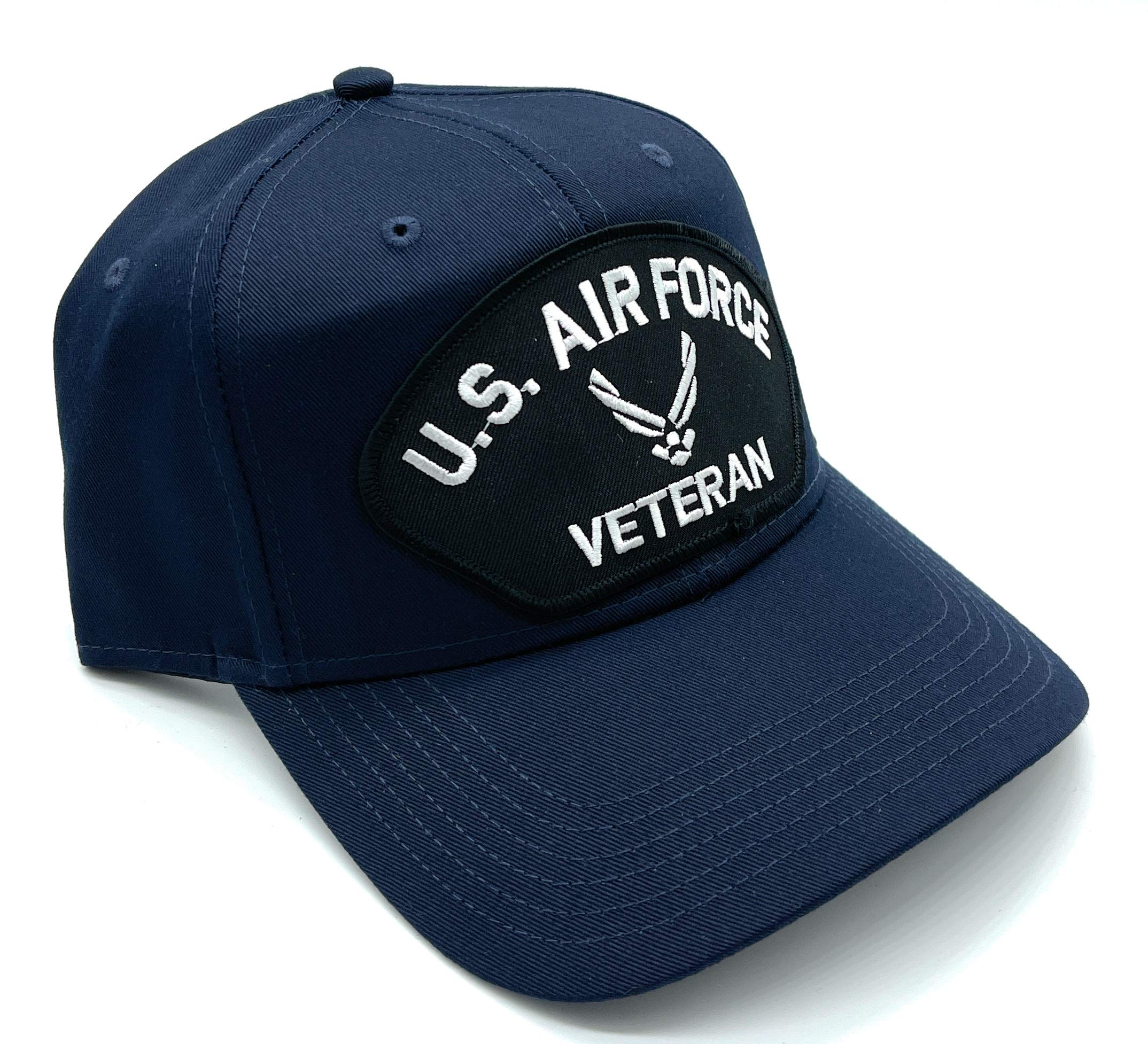 Infinite Hats US Air Force Veteran Silver Patch Adjustable Baseball Cap (Navy)