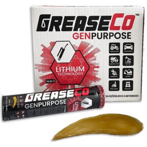 general purpose lithium grease tube | grease cartridge for grease gun | tractor | automotive | ball joint | mower | high temp | door tracks | amber | case of grease 10 tubes | nlgi 2 | genpurpose