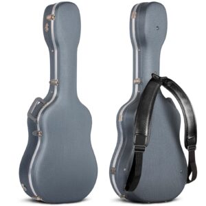 cahaya acoustic guitar case abs waterproof hard case 41 inch gig bag 0.6 inch thick padding for acoustic classical guitars, navy cy0247