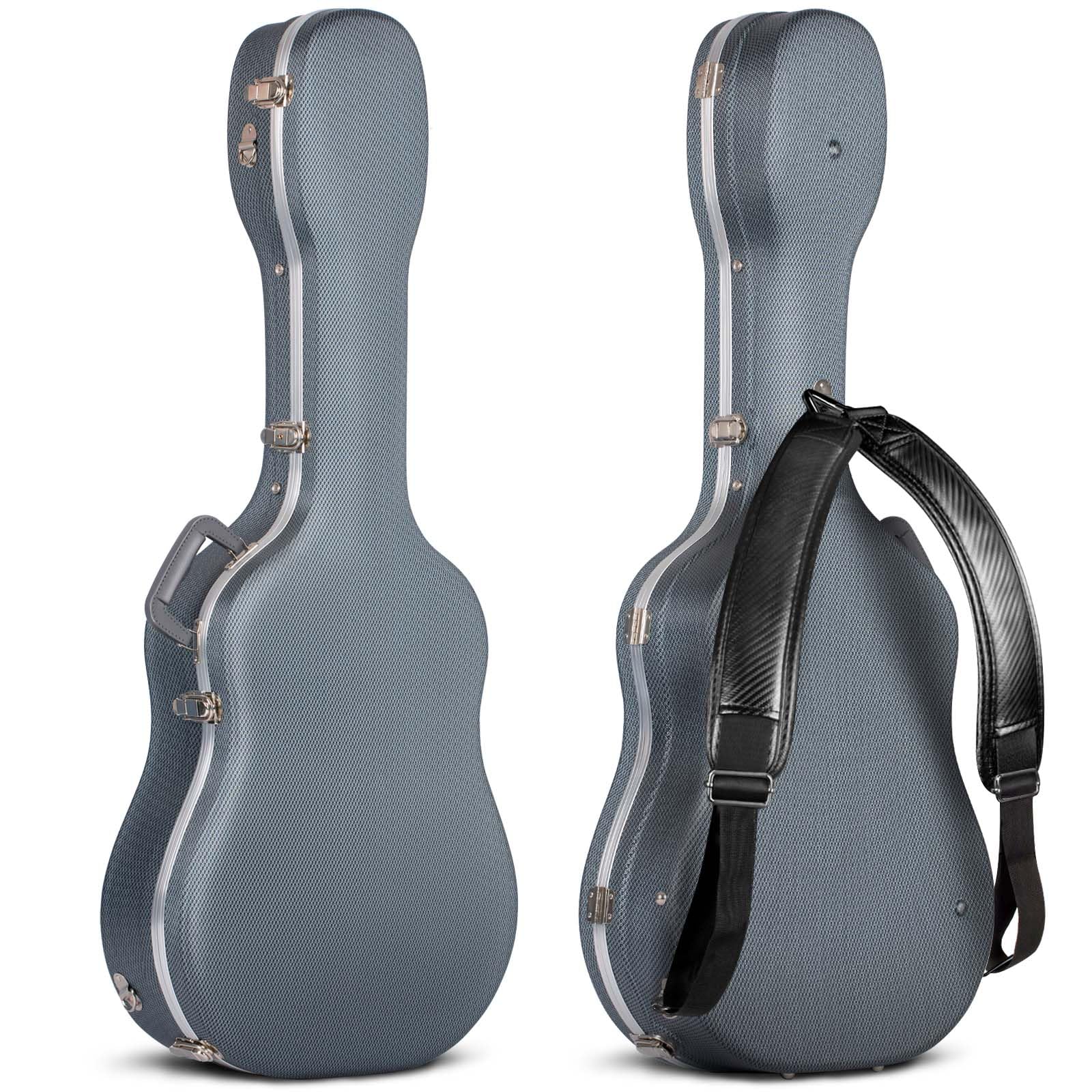 CAHAYA Acoustic Guitar Case ABS Waterproof Hard Case 41 Inch Gig Bag 0.6 Inch Thick Padding for Acoustic Classical Guitars, Navy CY0247