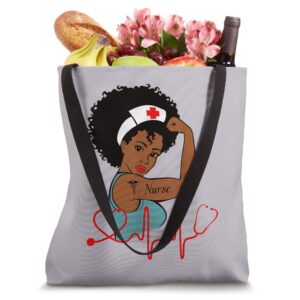 Womens Black Strong Nurse Afro Love Melanin African American Tote Bag