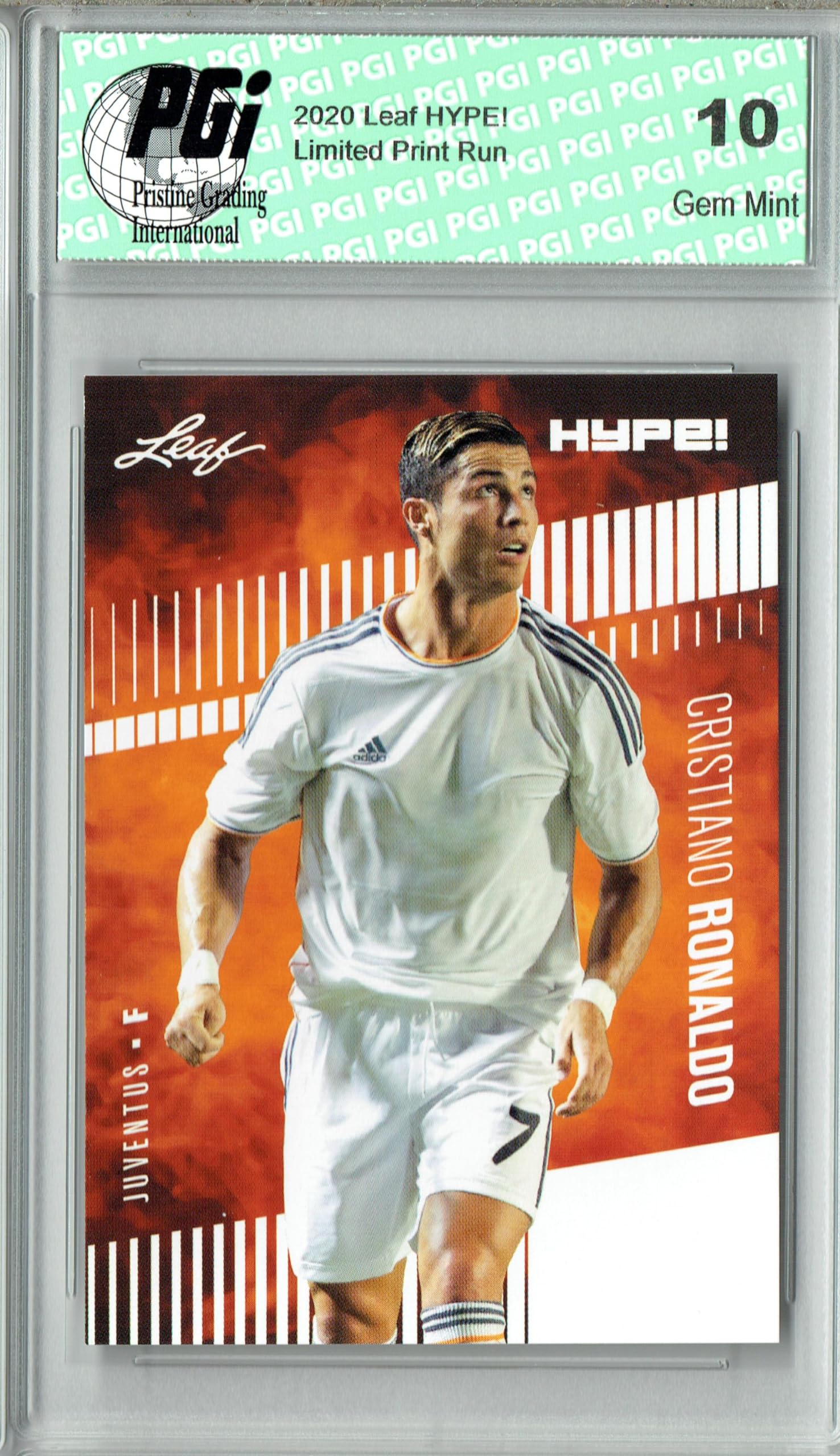 2) Cristiano Ronaldo 2020 Leaf HYPE! #47 & Lionel Messi #46 SP Card Lot PGI 10