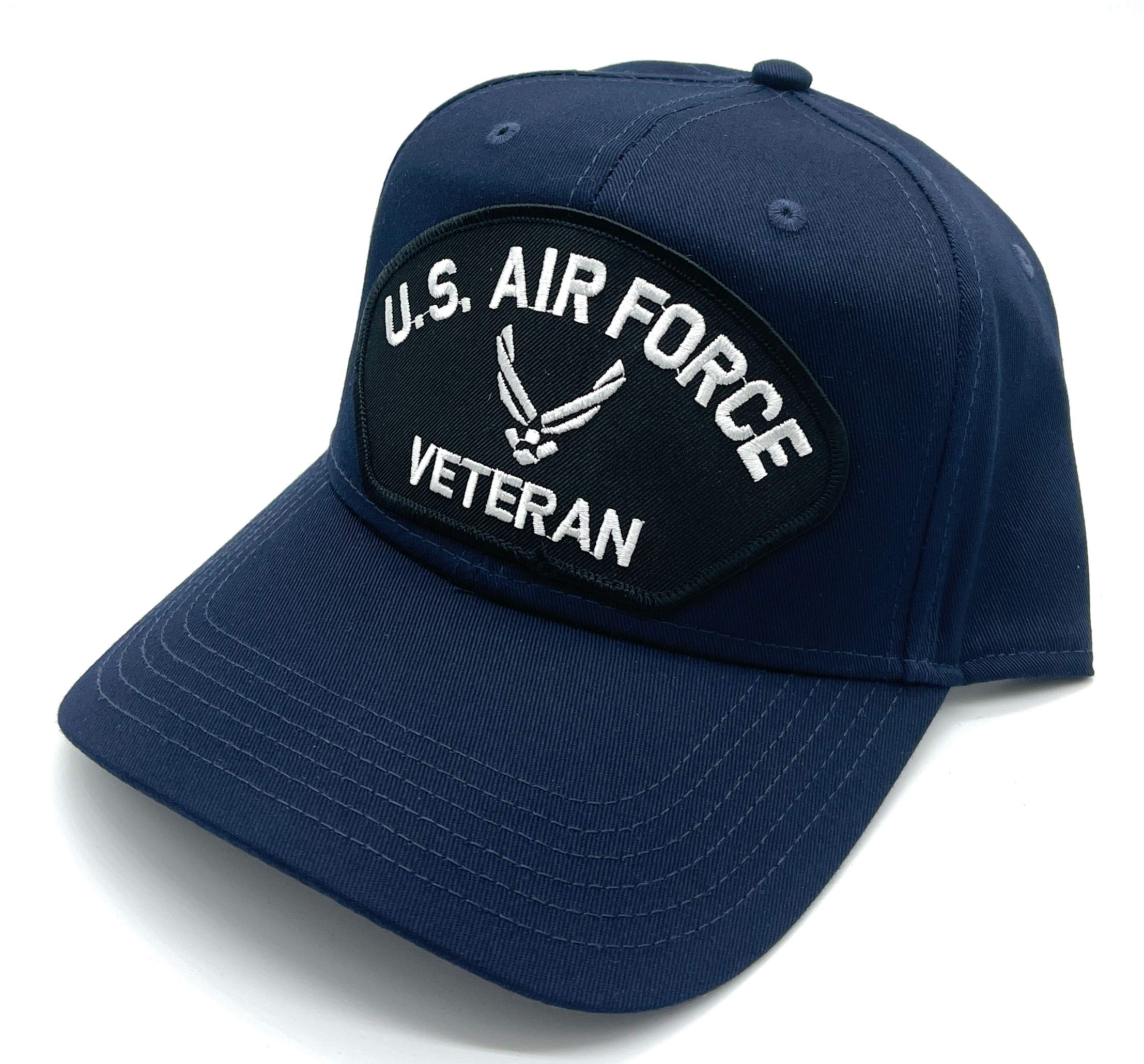 Infinite Hats US Air Force Veteran Silver Patch Adjustable Baseball Cap (Navy)