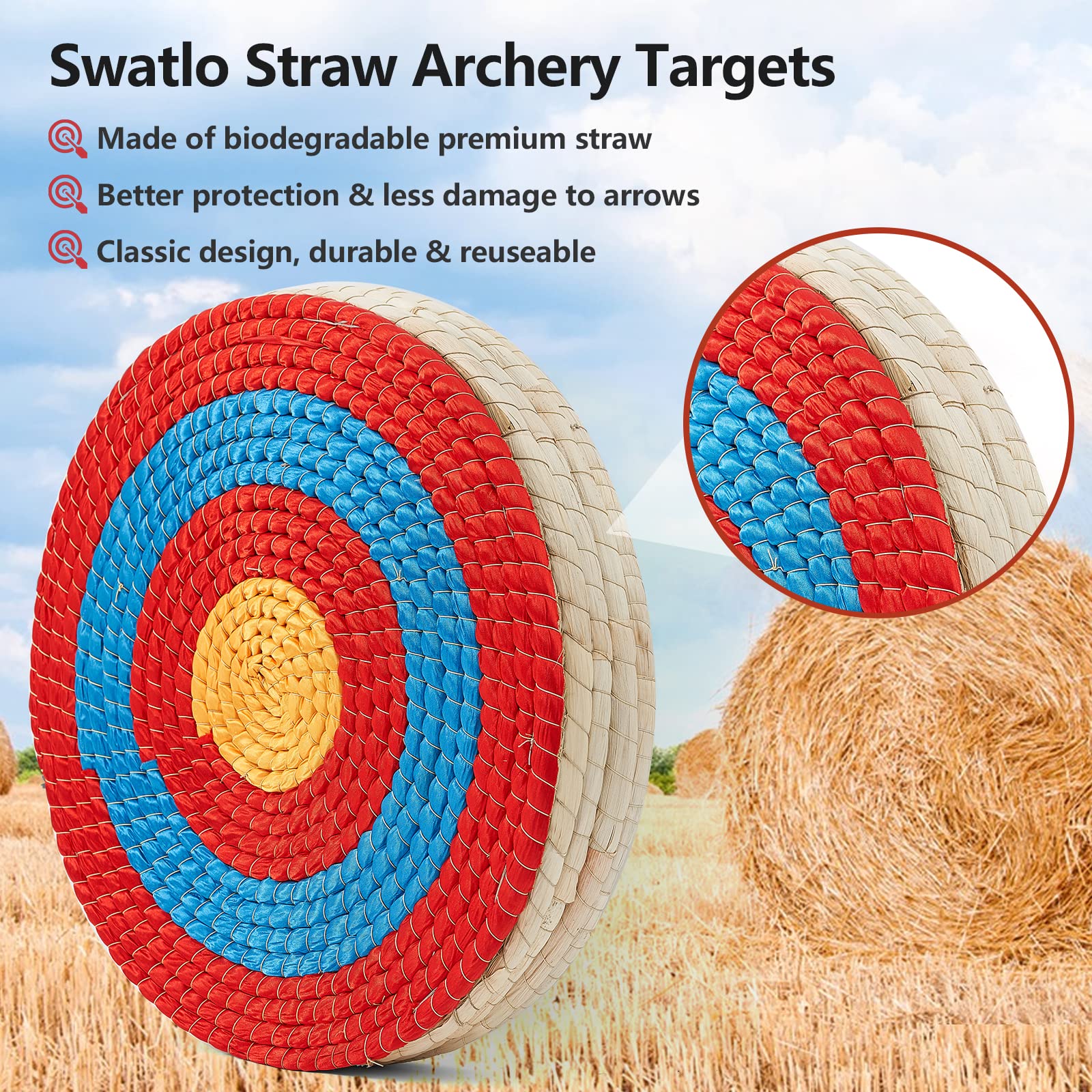 Swatlo 5-Layer Red Straw Target Archery Practice (20 Inch, 8lbs)