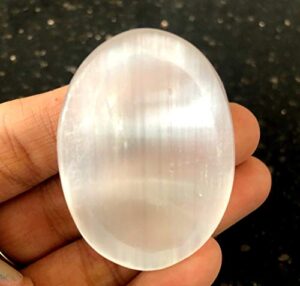 crystalmiracle beautiful natural selenite worry stone crystal healing reiki positive energy thumb stone feng shui peace gemstone